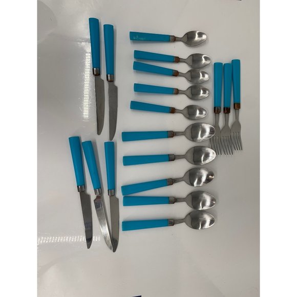 Source Unknown | Kitchen | Mid Century Modern Flatware Blue Set Of 8 ...